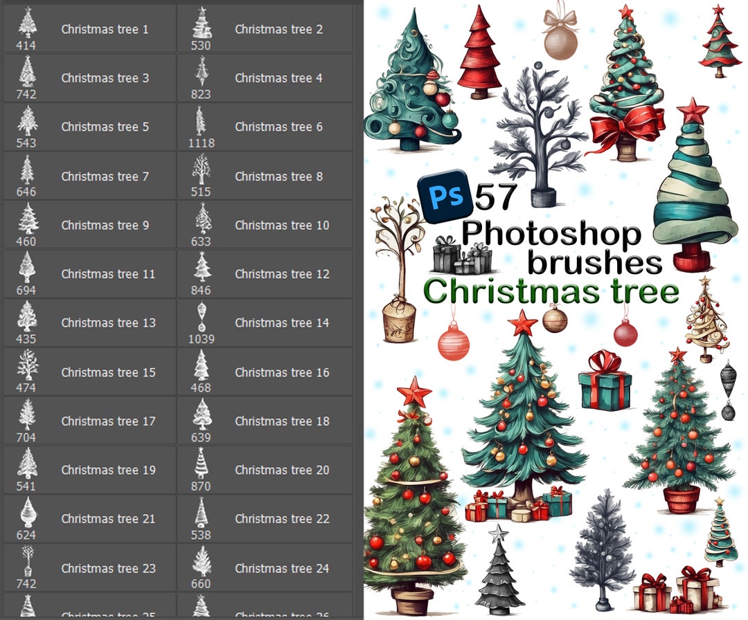 Christmas Tree Brushes for Photoshop, Christmas, Decor for Photos ...