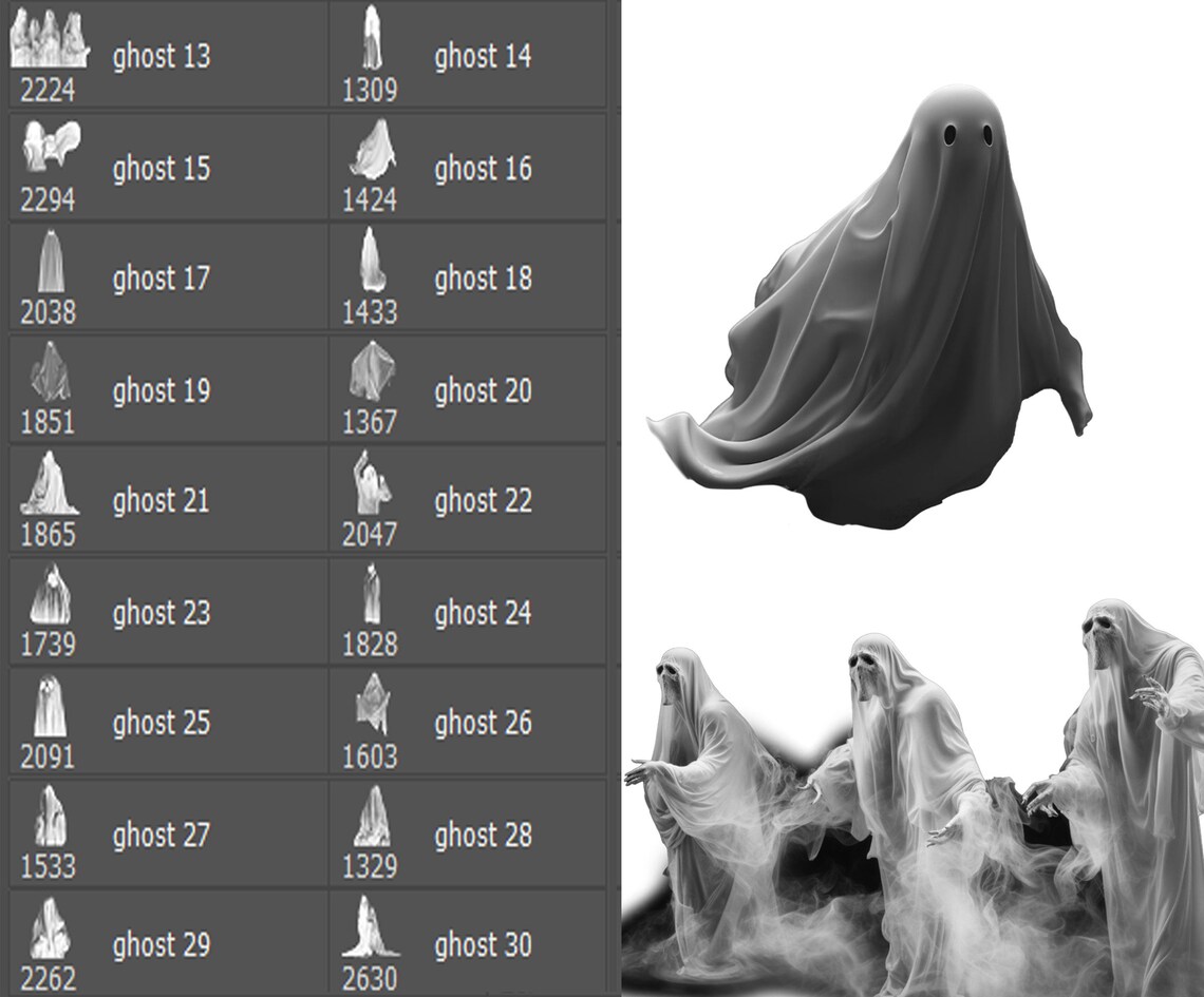 Realistic Ghost Photoshop Brushes: Halloween Photo Decoration (digital ...