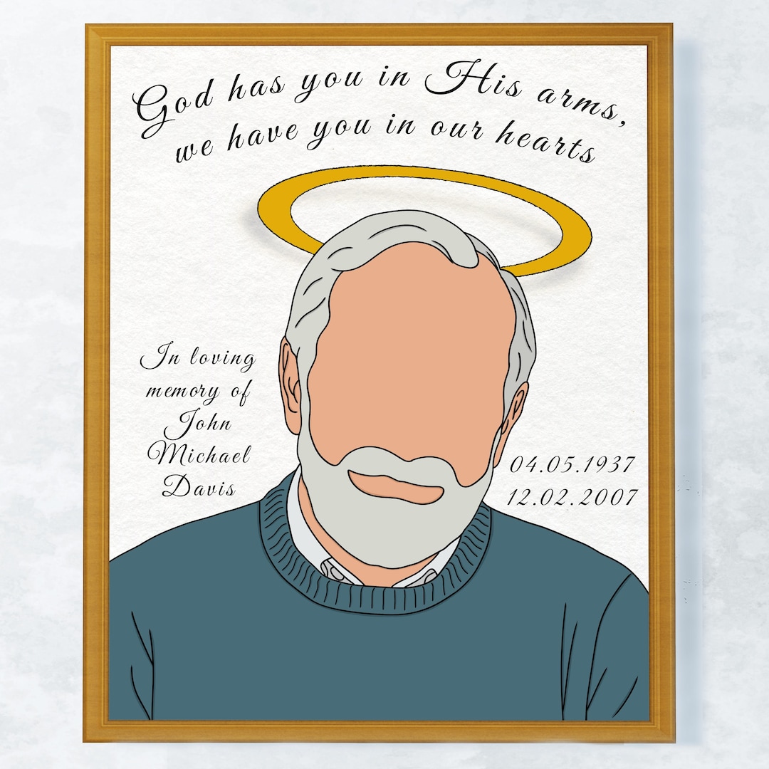 Custom Memorial Line Art Portrait, Remembrance Gift (digital Download ...