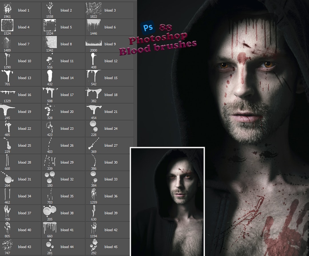 88 Blood Brushes for Photoshop. Blood, Blood Splatter, Bloody ...