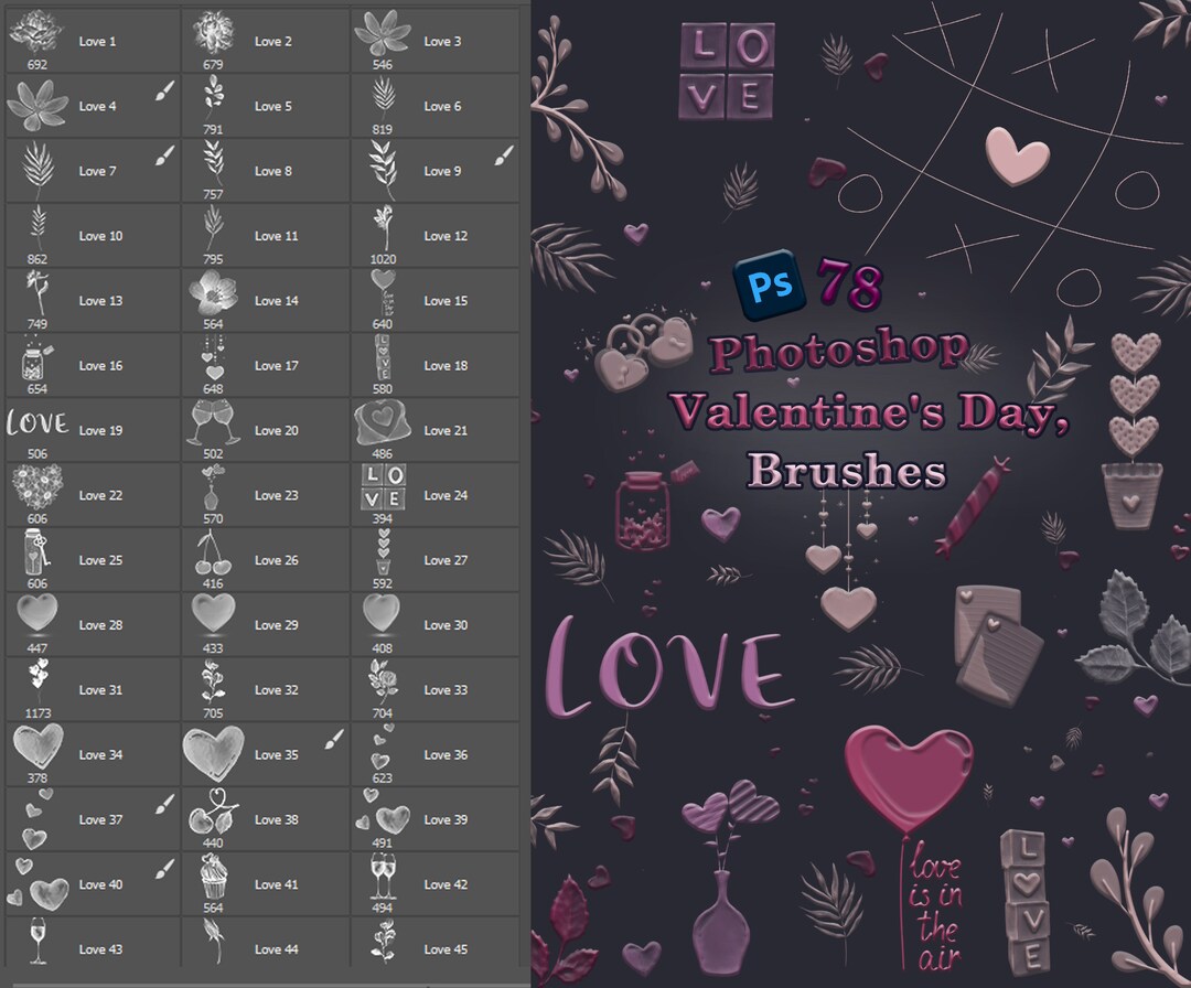 Brushes for Photoshop, Valentine's Day, Hearts, Postcards, Watercolor ...