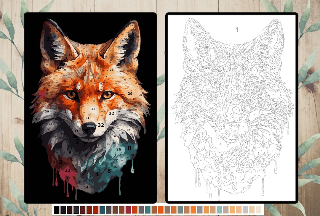 Color by Number Coloring Page for Adults Fox Coloring Page Printable ...
