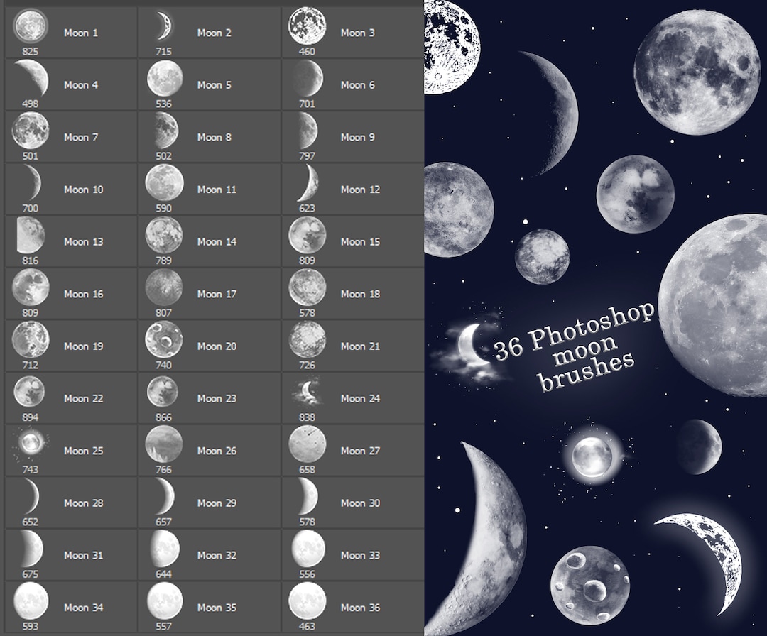 Photoshop Brushes Moon, Crescent, Increscent, Moon With Clouds, Abr ...