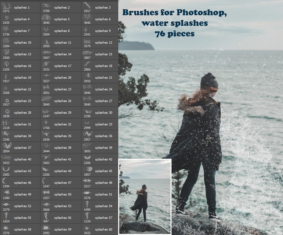 Water Splashes Photoshop Brushes: Sea Effects, Decor ABR Files - Etsy