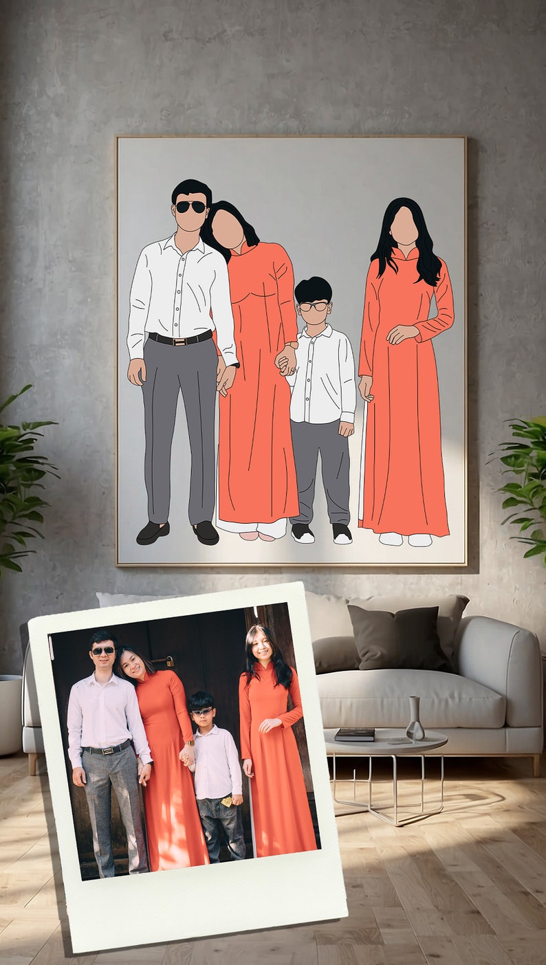 Custom Outline Portrait From Photo, Unique Minimalist Art (digital ...