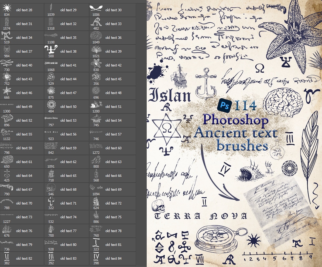 Old Text Photoshop Brushes, Geography, Calligraphy, Old Maps, Ships ...