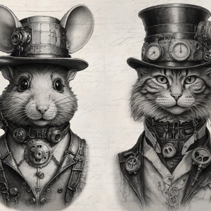 Steampunk Animals Photoshop Brushes, Steampunk Style, Cats, Dogs, Mice ...