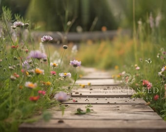 Wildflower, Wooden Pathway, Deck, Yellow Flowers, Pink Meadow, Spring ...