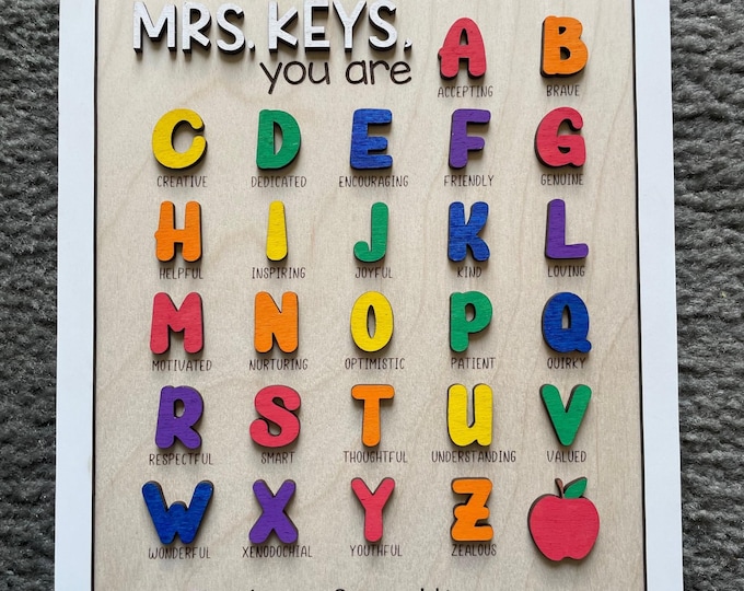 Teacher Thank You ABC Plaque, Teacher Appreciation, Teacher Gift ...