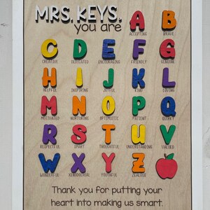 Teacher ABC Board SVG, Teacher Appreciation Gift, Personalized Gift ...