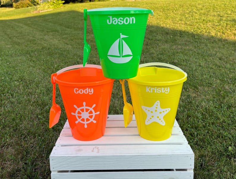 Personalized Sand Bucket With Shovel, Beach Toys, Summer Fun, Party ...