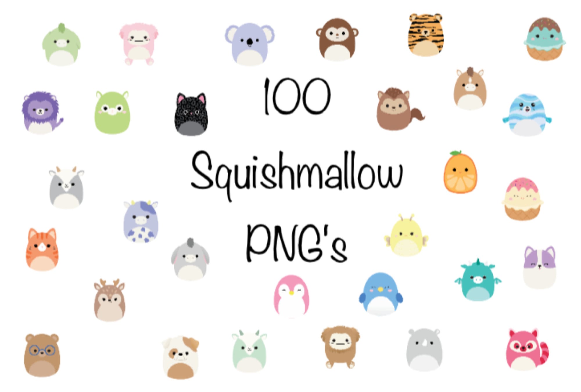 Squishmallows 100 PNG Images Transparent Background - Etsy