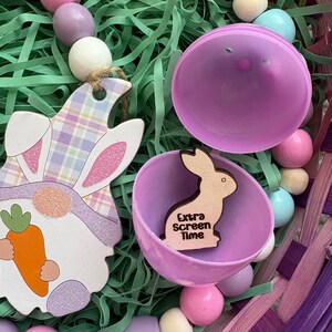 Easter Egg Tokens - Wooden Bunny Coins for Egg Hunt Prizes, Basket ...