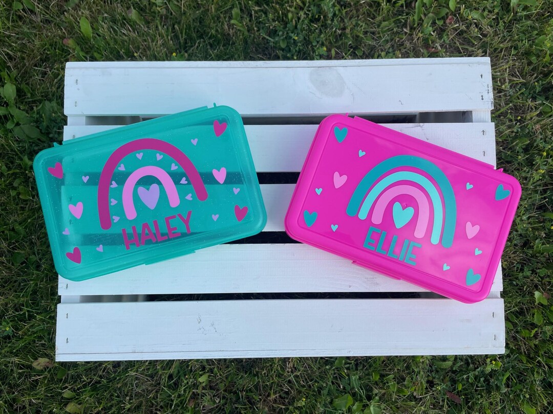 Personalized Pencil Box, Rainbow Design, Custom School Supplies - Etsy
