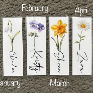Personalized Birth Month Flower Bookmark: Custom Laminated Floral Gift ...