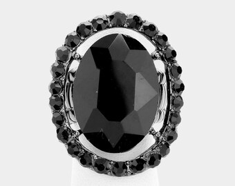 Black Cocktail Ring - Etsy