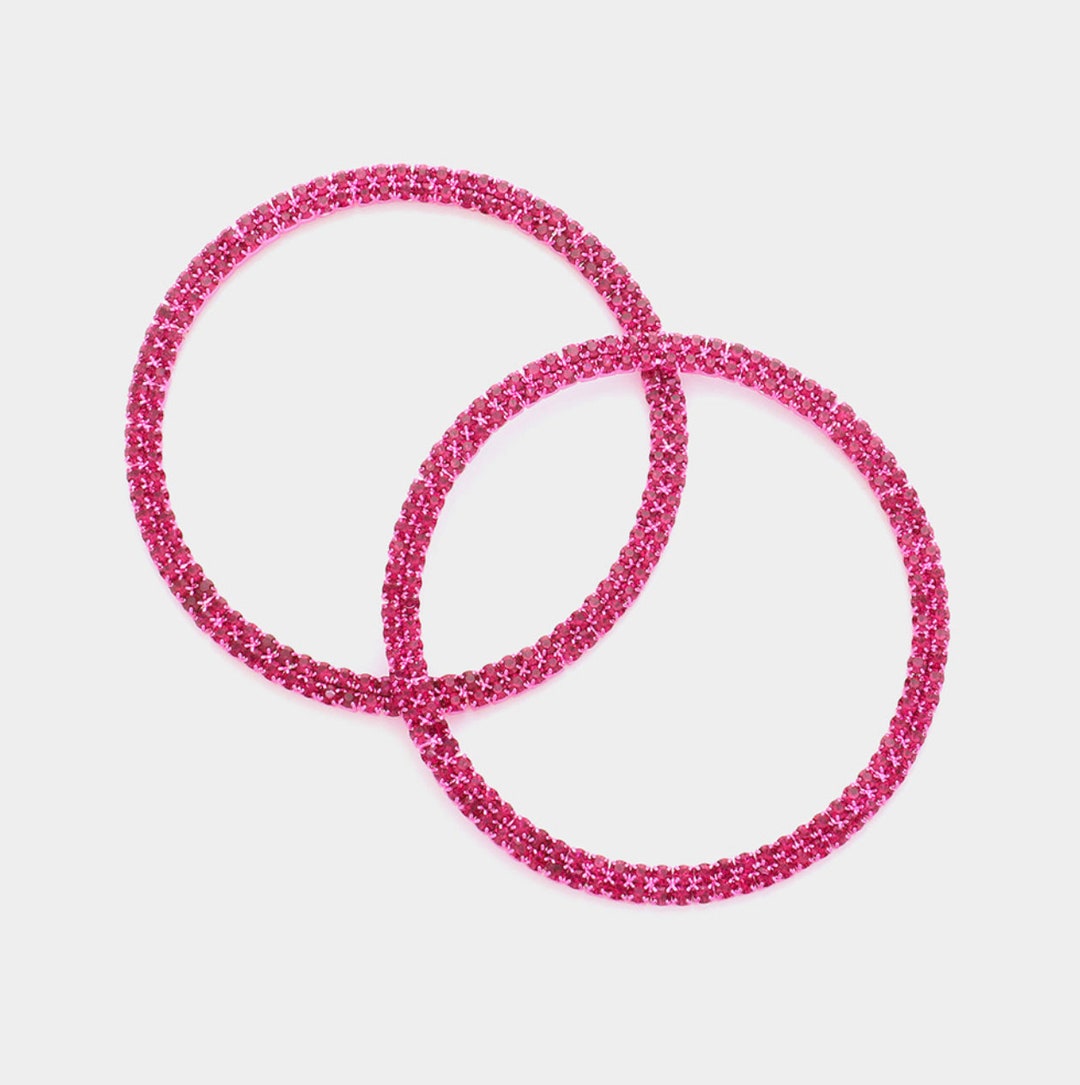Hot Pink Hoop Earrings, Fuchsia Statement Hoop Earrings, Hot Pink ...