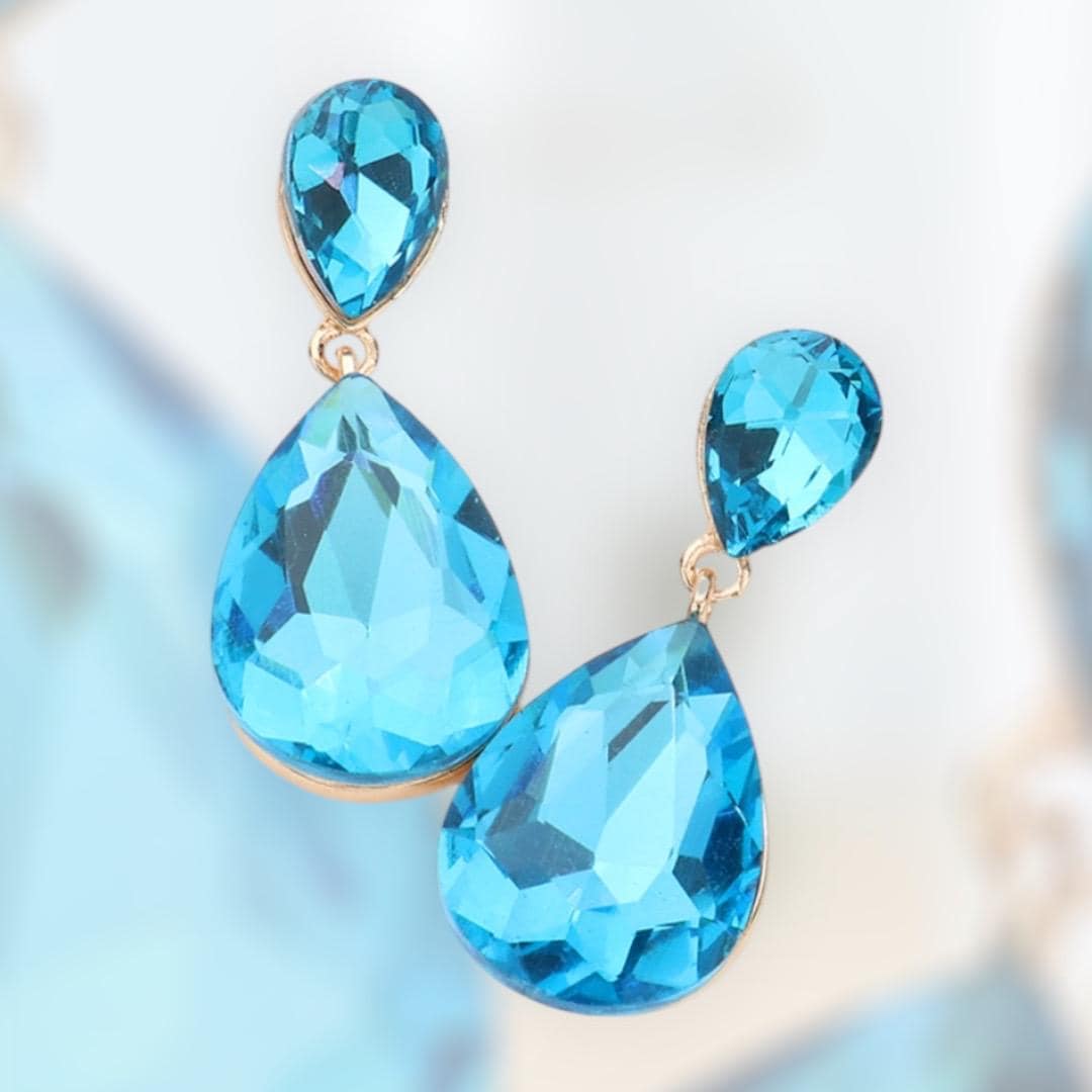 Light Blue Tear Drop Earrings, Aqua Blue Prom Earrings, Blue Prom ...