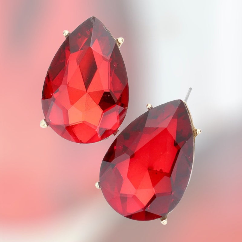 Red Stud Earrings - Etsy