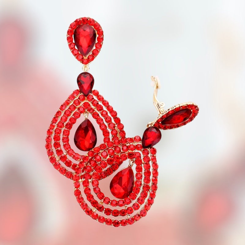 Red Clip Earrings - Etsy