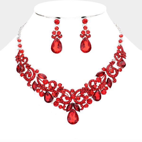 Red Necklace Set - Etsy