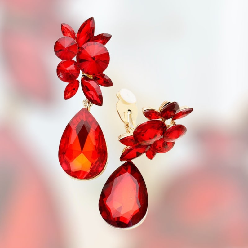 Red Clip on Earrings for Women - Etsy