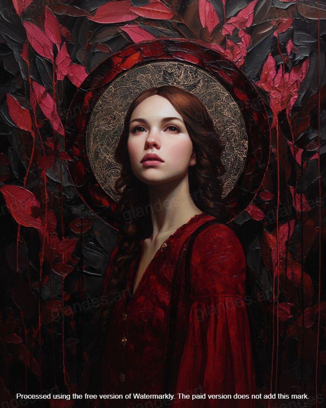 Red | Dark Feminine Portrait | Surreal Gothic Wall Art, Lowbrow Poster ...