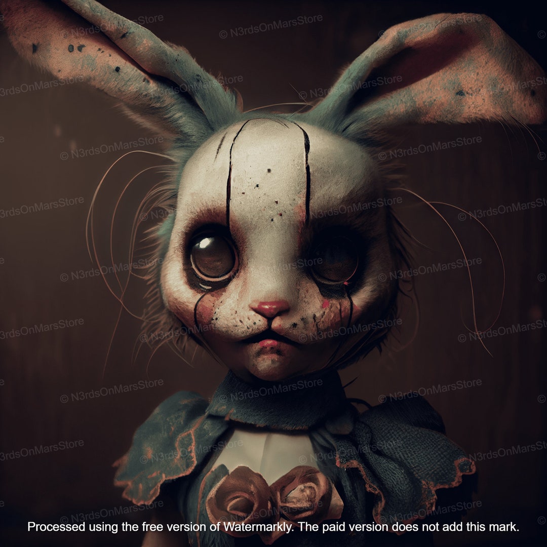 Horror Print limited Edition Halloween Bunny Art Print Wall Art Creepy ...