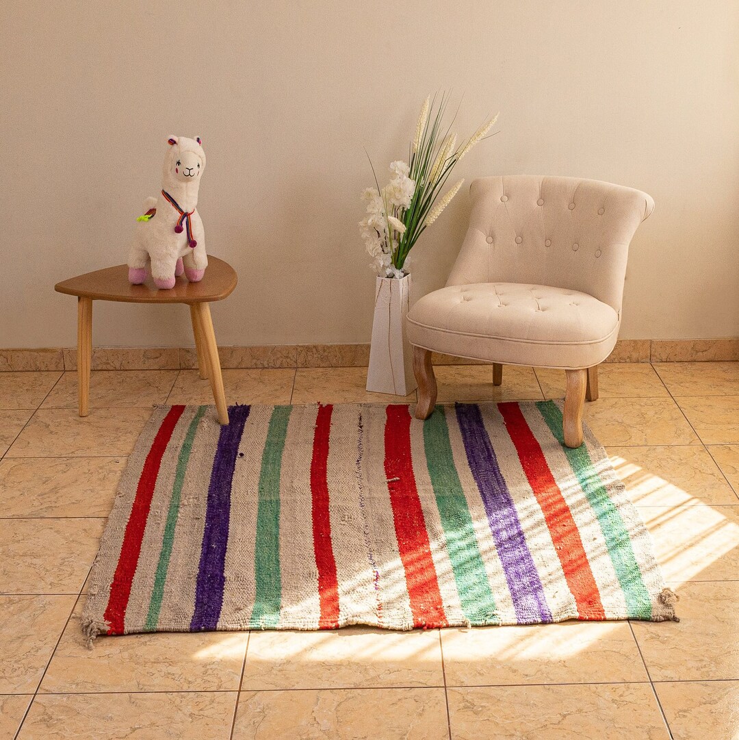 Authentic Peruvian Rug Frazada Peru Blanket Stripes Wool - Etsy