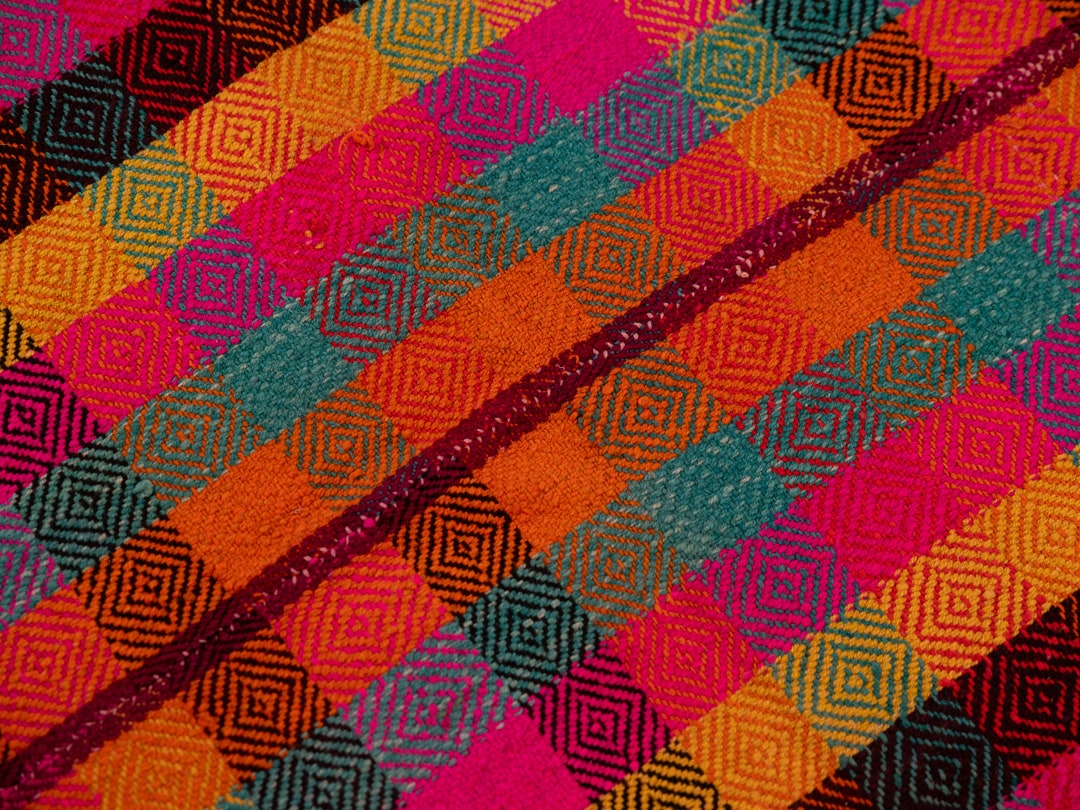 Peruvian Blanket Frazada Peru Rug Sheep Wool Rug Stripes Wool Rug ...