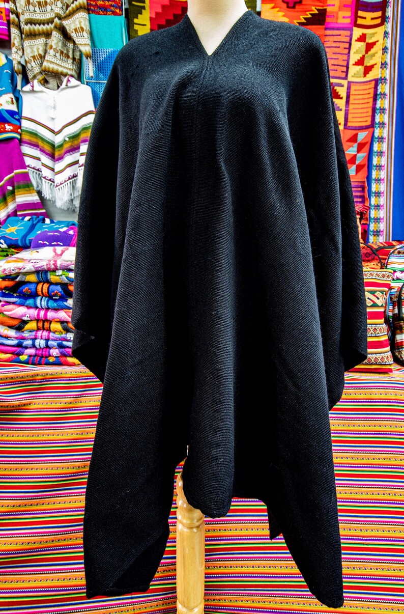 Black Poncho Alpaca Poncho UNISEX Peru Poncho Ethnical - Etsy