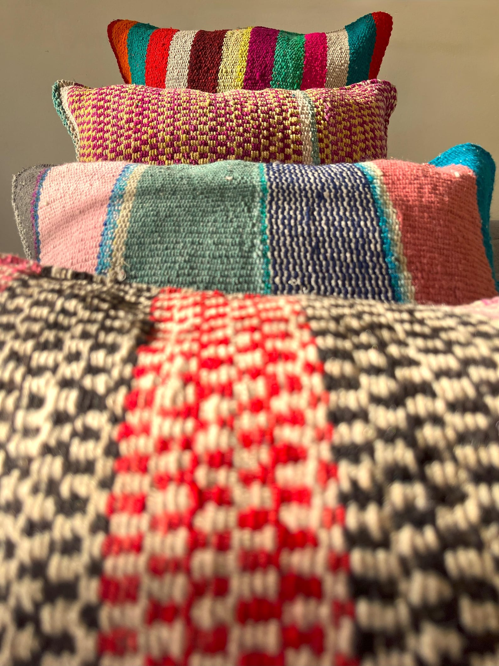 Set of 3 Peruvian Pillow Covers - Vintage Wool Blanket Cushions - Etsy