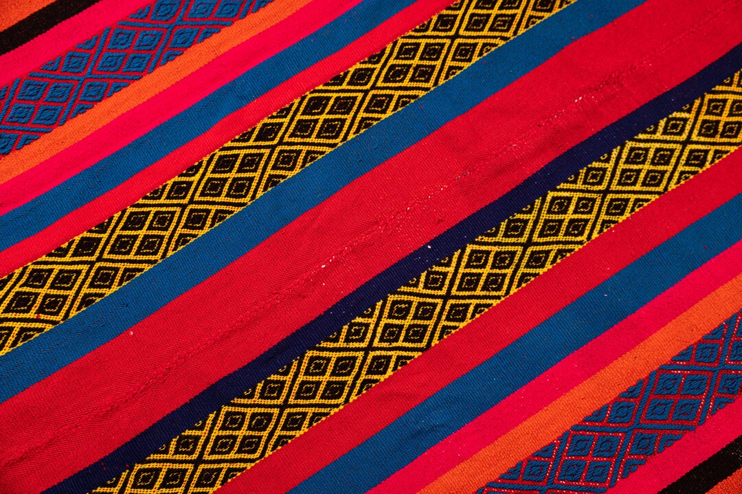 Authentic Peruvian Rug Frazada Peru Blanket Stripes Wool Blanket Sheep ...