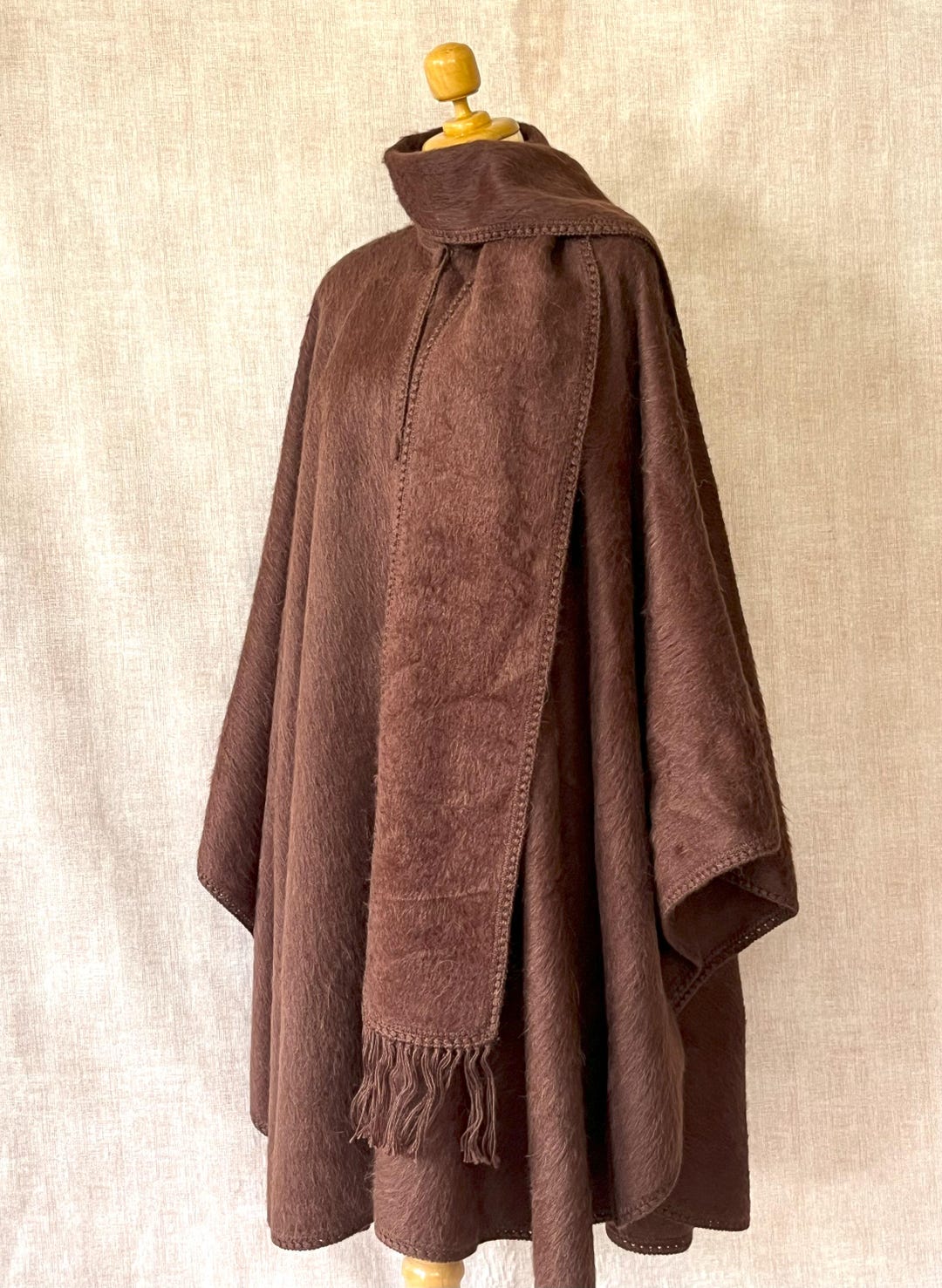 Alpaca Wool Poncho With Scarf – Peruvian Made Elegant Winter Cape - Etsy