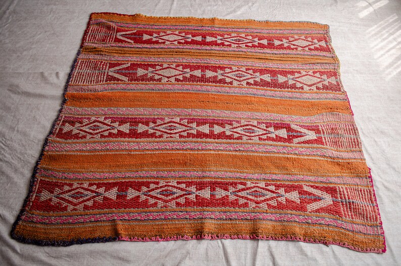 Beautiful Peruvian Blanket 5.31 Ft X 4.99 Ft 3.34kg Colorfull Rug ...