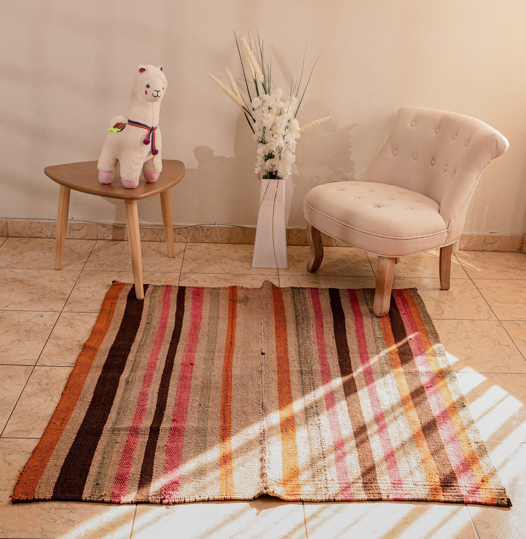 Authentic Peruvian Rug Frazada Peru Blanket Stripes Wool Blanket Sheep ...