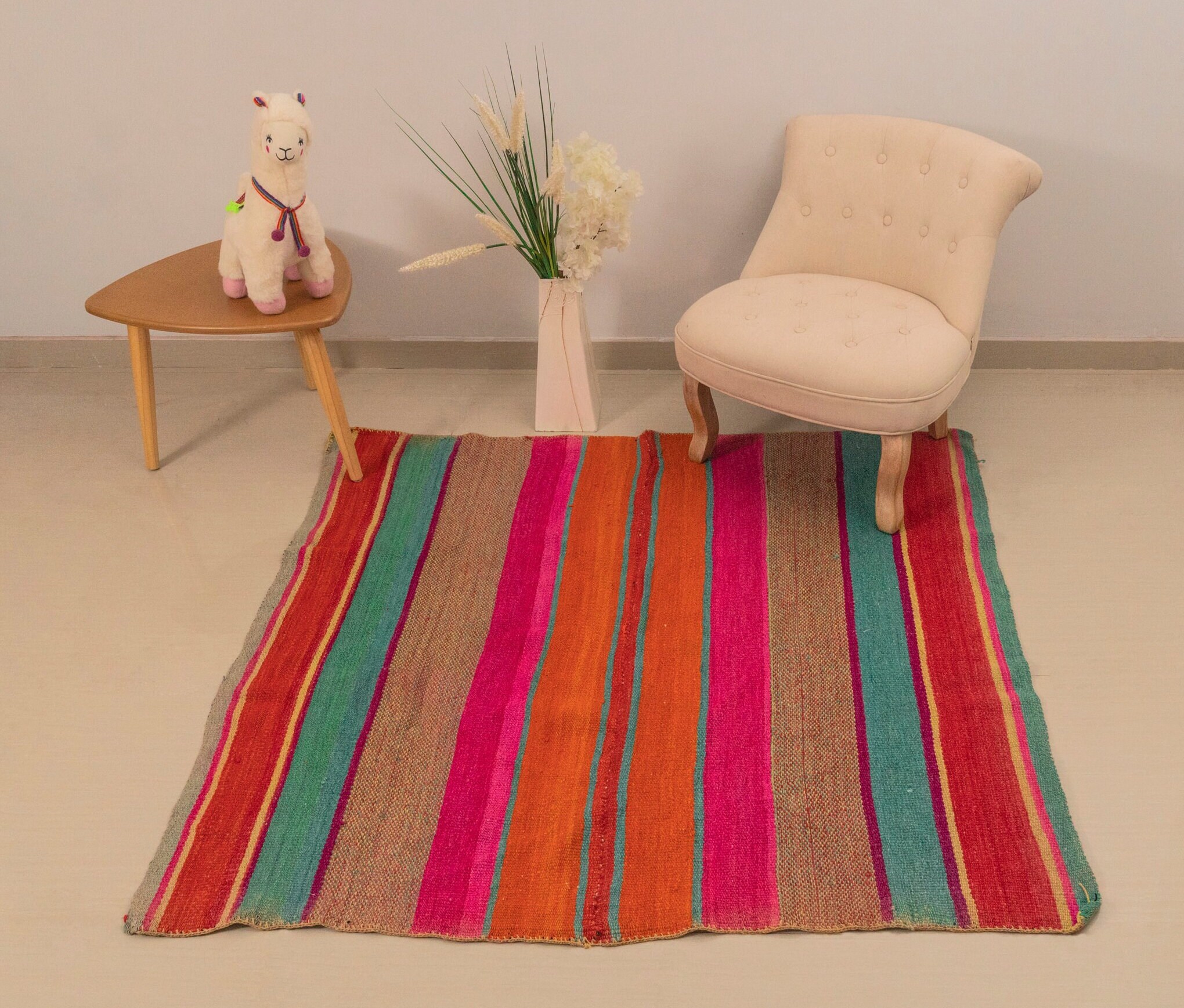 Authentic Peruvian Rug 4.92 Ft X 5.12 Ft 3.92kg Sheep Wool Rug Handmade ...