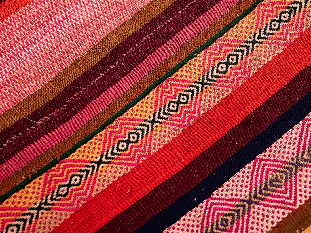 Authentic Peruvian Rug - Frazada - Peru Blanket - Stripes Wool Blanket ...