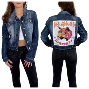 DEF LEOPARD Hysteria 1980s Punk Rock Band Upcycled Denim Jean Jacket ...