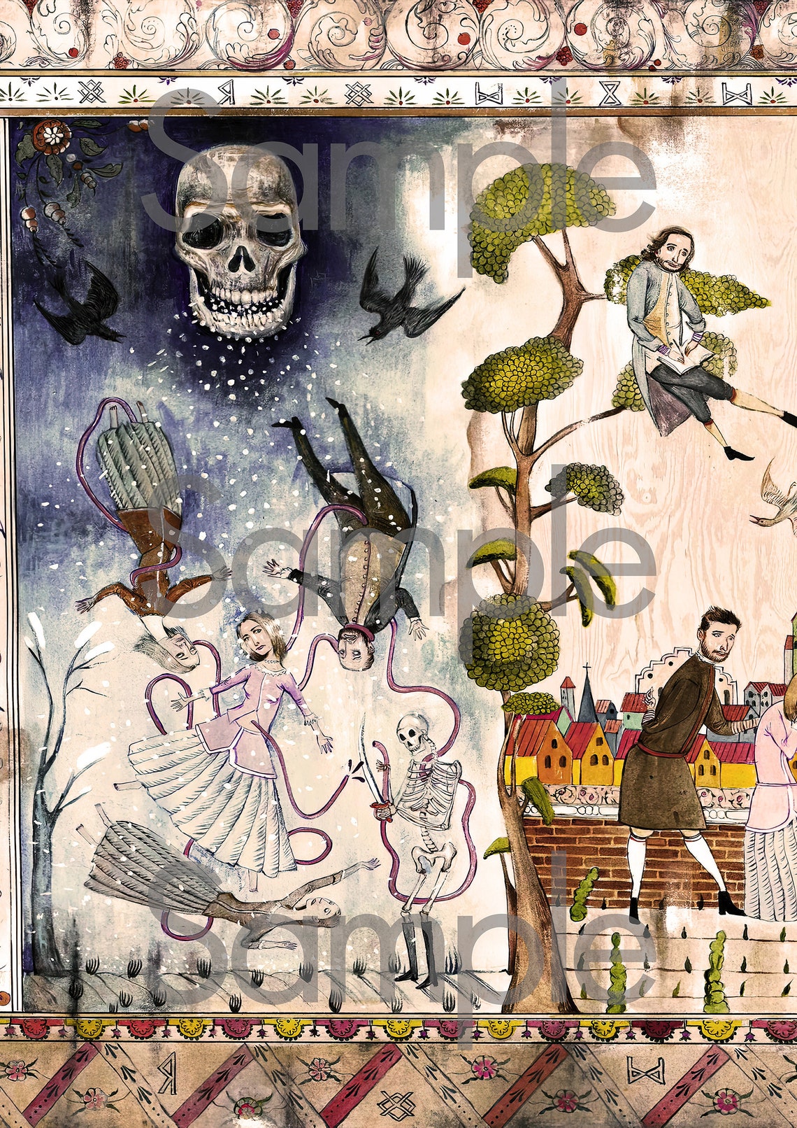 Midsommar Mural 3 X A3/A4 Unframed Prints - Etsy