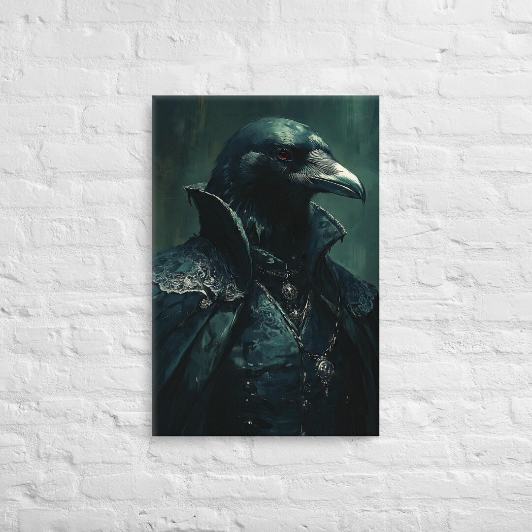 Gothic Raven Art Print - Anthropomorphic Design on Thin Canvas - Dark ...