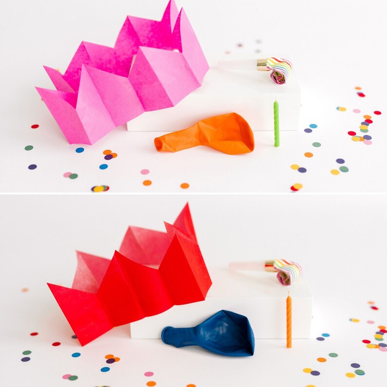 Virtual Birthday Party Card Mini Birthday Gift Box W/ Paper Crown ...