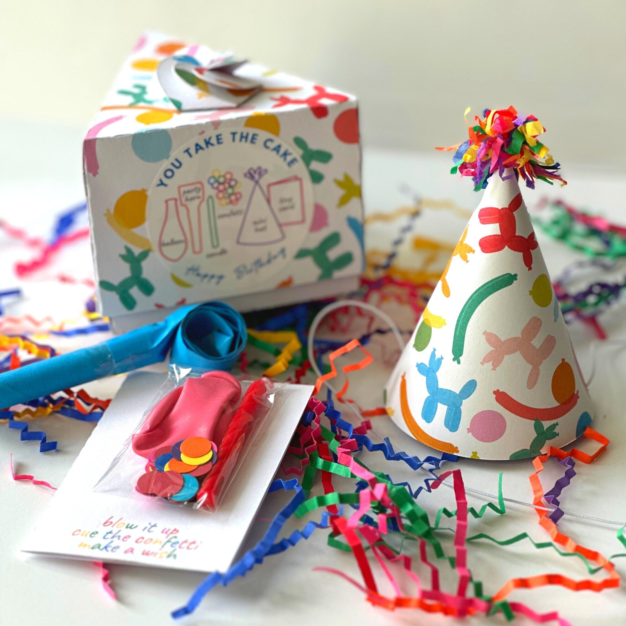 Balloon Animal Birthday Gift Box Cake Shaped Gift Box Virtual Birthday ...