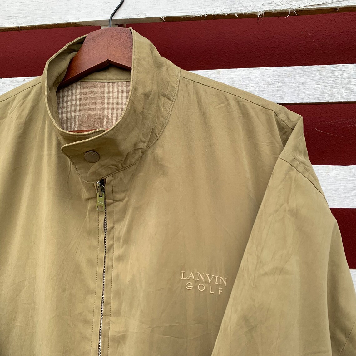 Rare Vintage LANVIN GOLF Check Reversible Bomber Jacket Vintage Luxury ...