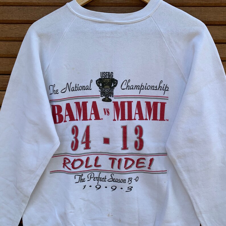 Rare Vintage 1990s Alabama Crimson Tide VS Miami Crewneck Longsleeve ...