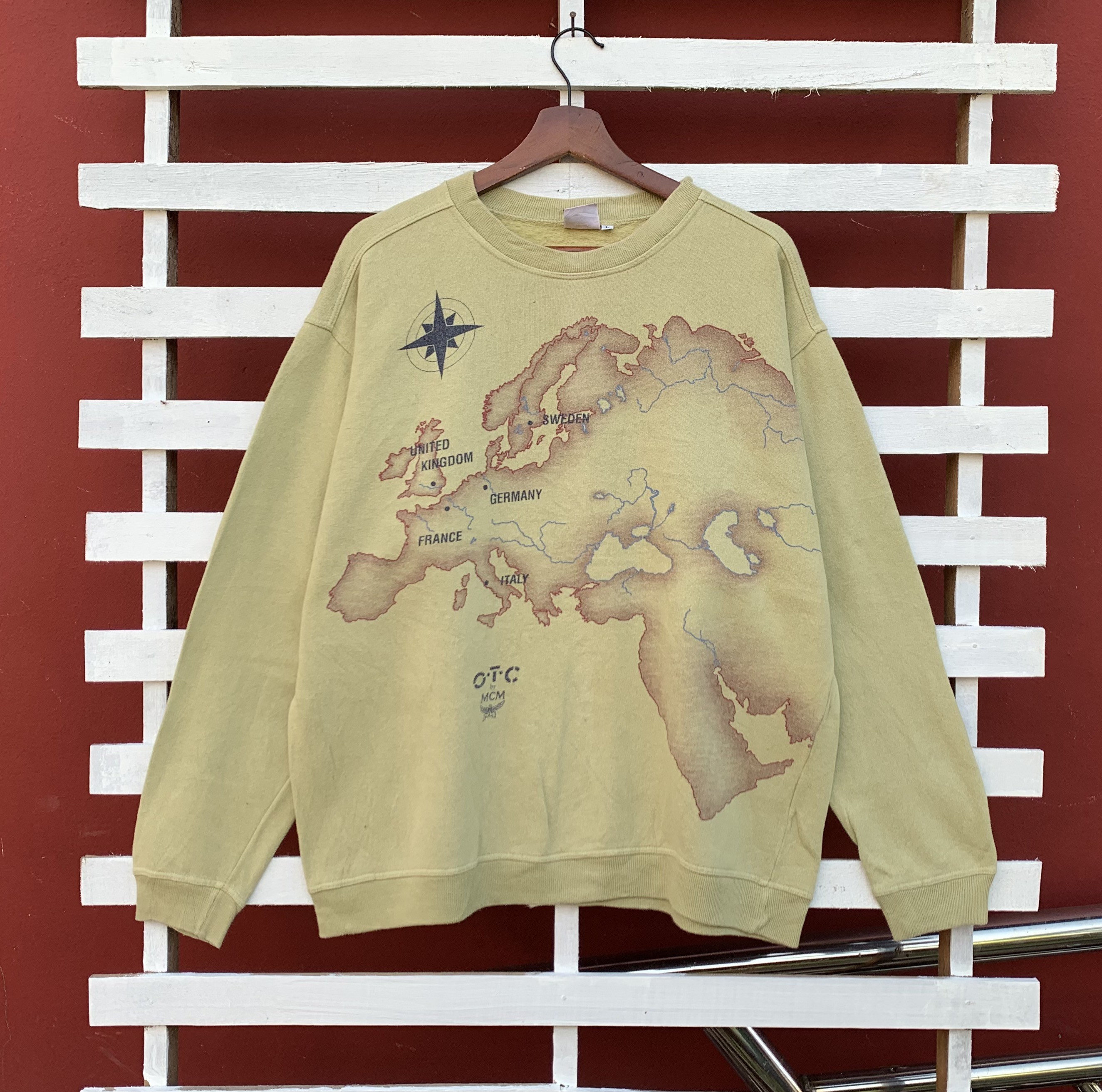 Rare! Vintage 1990s MCM Otc Europe Maps Crewneck Sweatshirt Big Logo ...