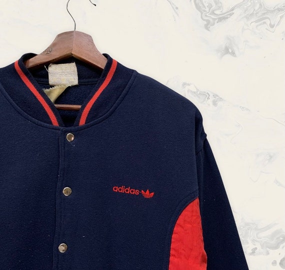 Rare! Vintage 1980s Adidas Varsity Snap Button Jacket… - Gem