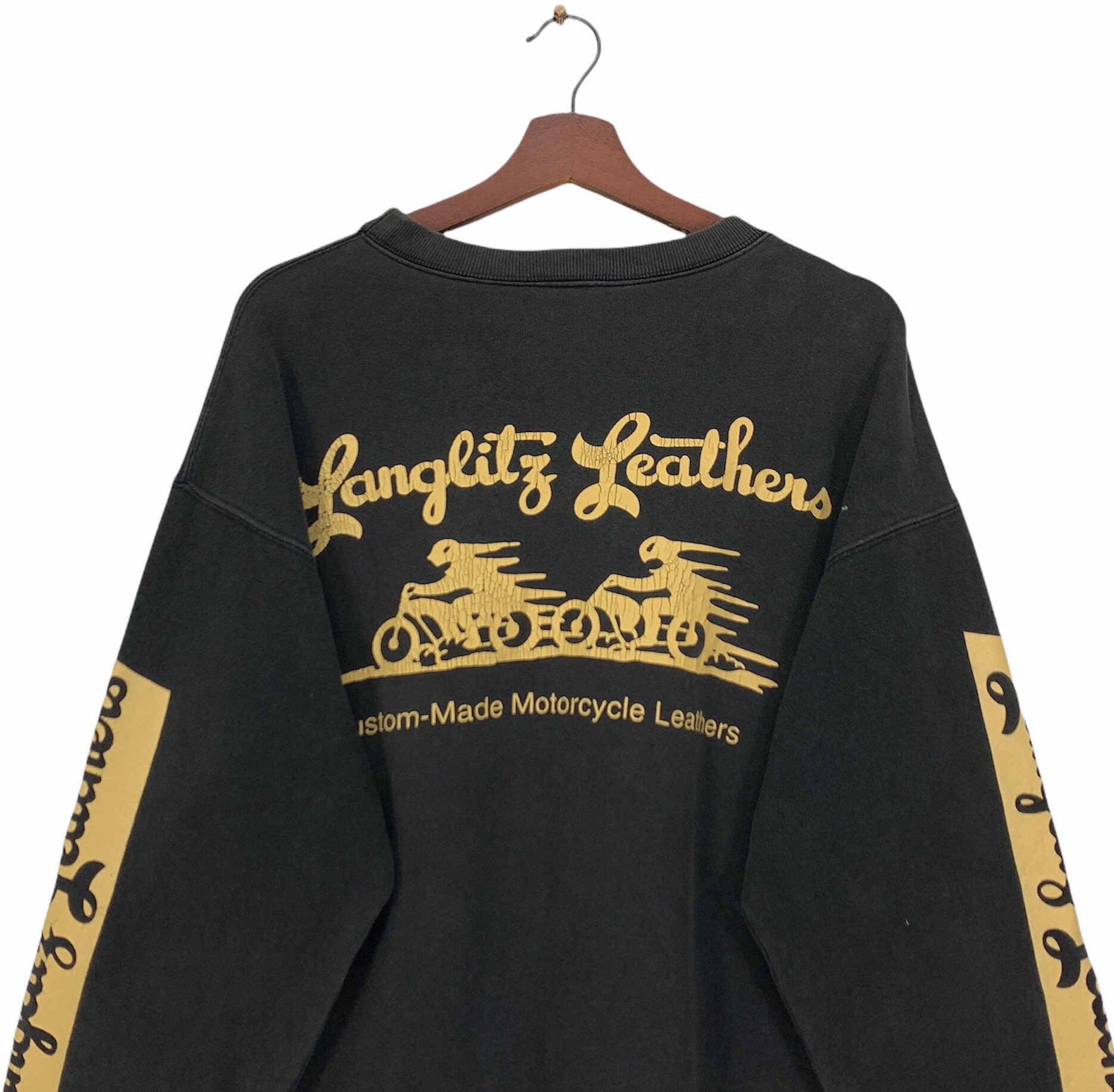 Vintage 1990s LANGLITZ LEATHERS Crewneck Sweatshirt Big Logo - Etsy