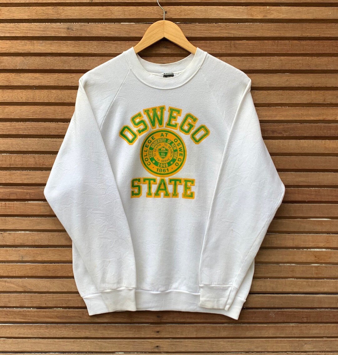 Rare! Vintage 1990s SCREEN STARS Oswego State University of New York Crewneck Sweatshirt Big ...