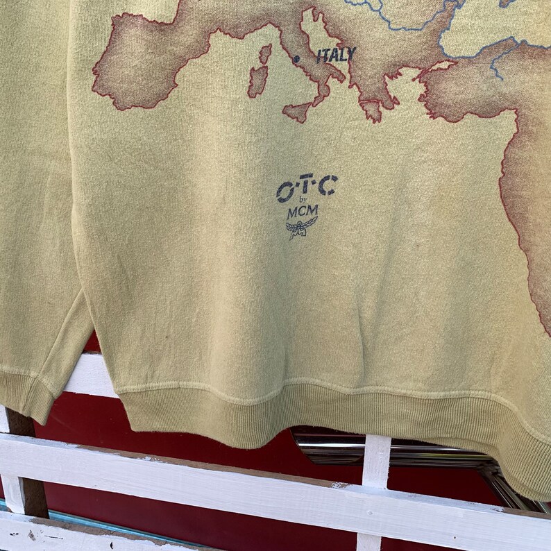 Rare! Vintage 1990s MCM Otc Europe Maps Crewneck Sweatshirt Big Logo ...